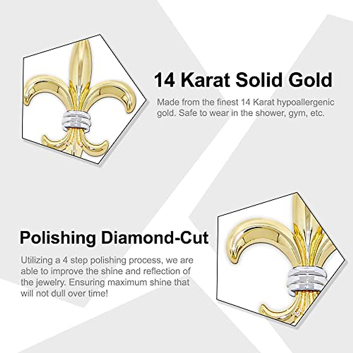 Charm America - Gold Fleur De Lis Charm - 10 Karat Solid Gold Jewelry