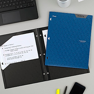 Five Star 2 Pocket Folders, 4 Pack, Stay-Put Folders, Plastic Colored Folders with Pockets & Prong Fasteners for 3-Ring Binders, 11” x 8-1/2”, Black, Red, Green, Blue (38049)