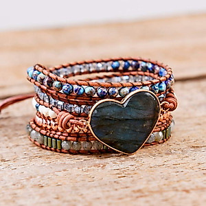 YGLINE Labradorite Stone Bracelet,Natural Gemstone Balance Meditation Healing Bracelet