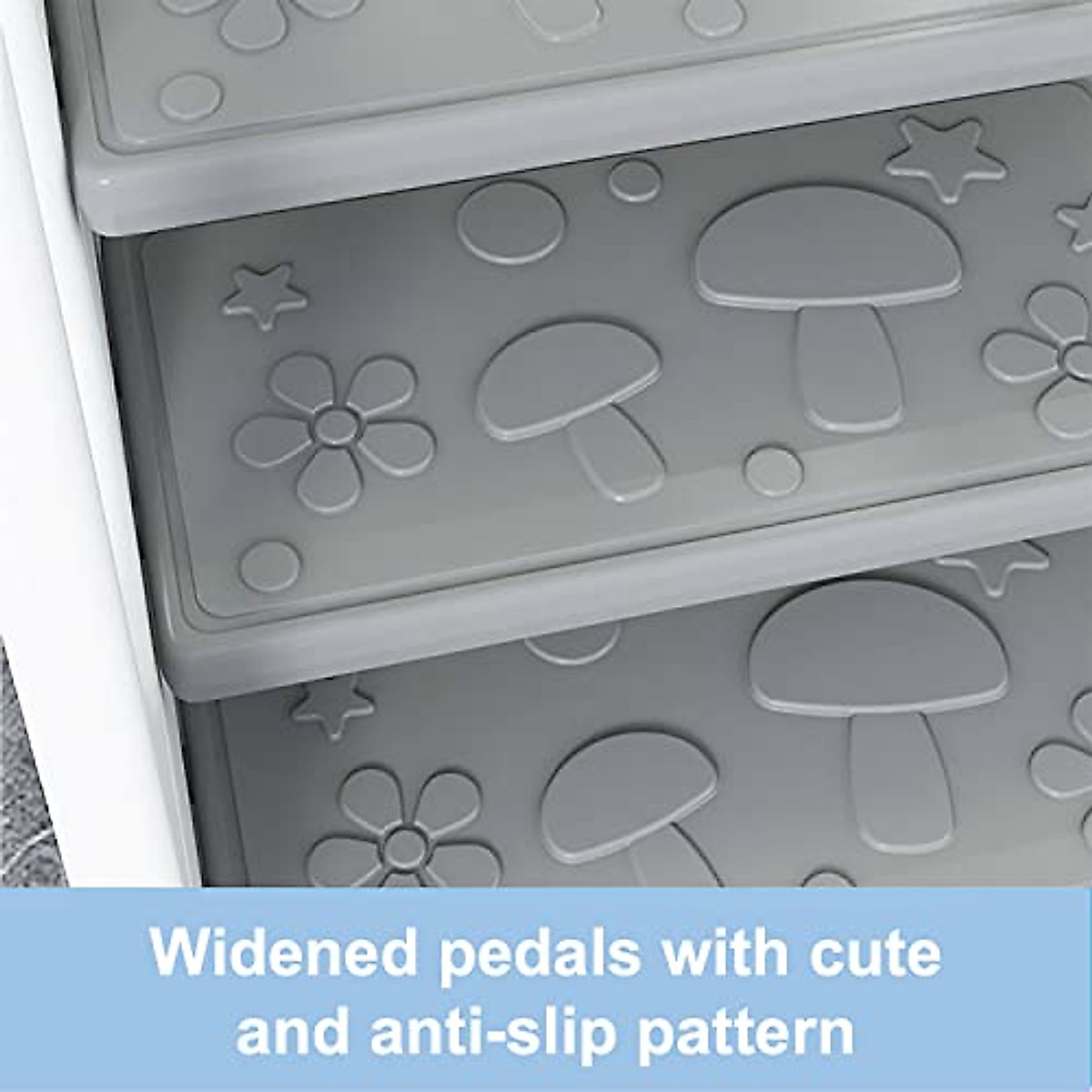 Toddler 3 Step Stool Standing Tower for Kids Plastic Learning Helper Stool for Kitchen Counter Book Shelf Bathroom Sink Toilet Potty Training with Handles(Gray)