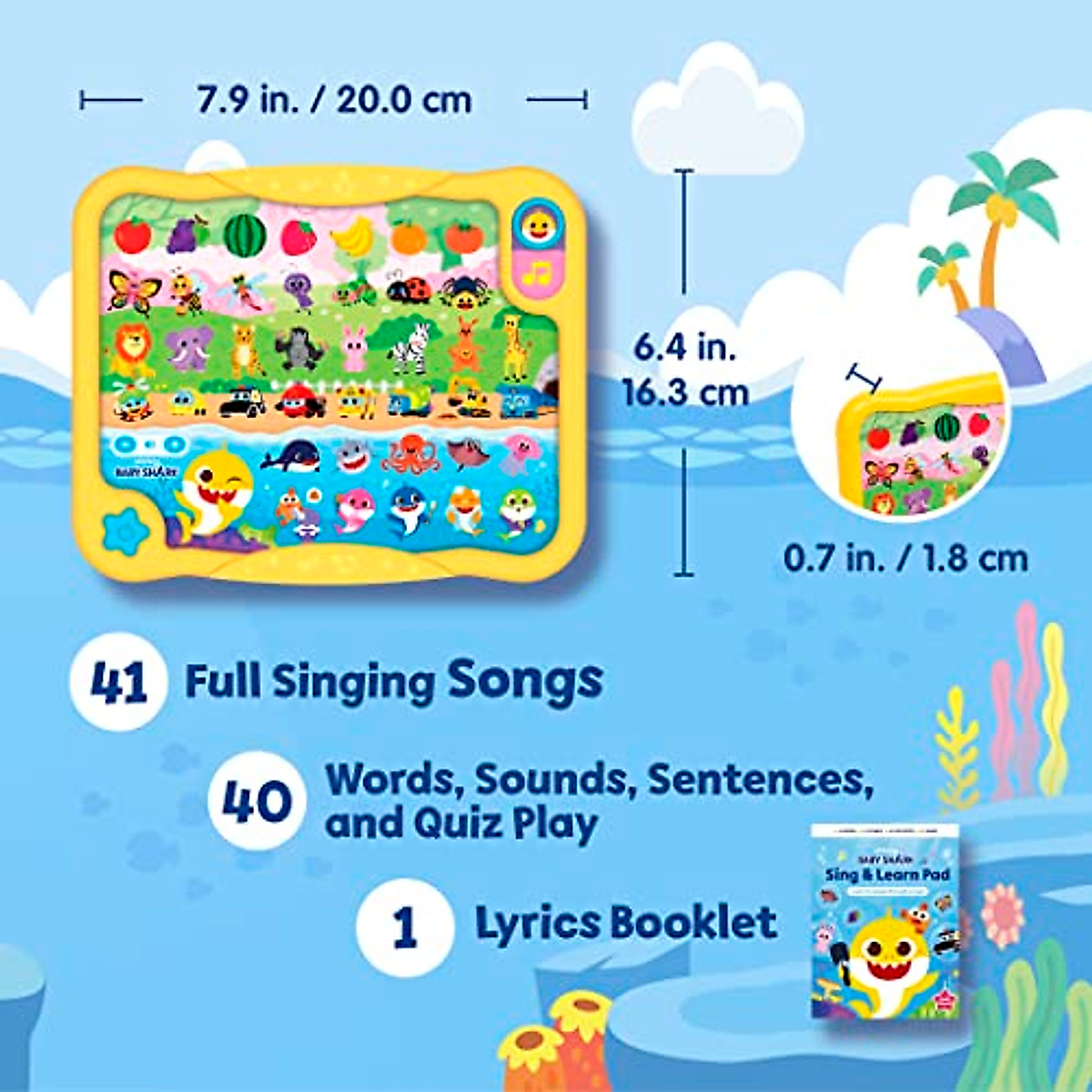 Baby Shark Sing & Learn Pad with Lyrics Booklet, Baby Shark Toys, Interactive Learning Toys for Toddlers, Learning & Education Toys, Baby Shark Gifts for Babies