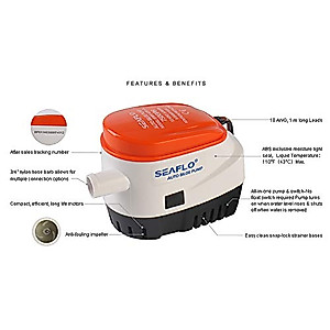 SEAFLO Automatic Submersible Boat Bilge Water Pump 12v Auto with Float Switch-New 750gph 4 Year Warranty!