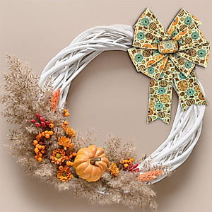 ACSENCETER Hello Autumn Wired Ribbon Thanksgiving Pumpkin Orange Pattern Gift Wrap DIY Holiday Craft Wrapping Craft Decorations Halloween Tree Toppers 2.5" x 10 Yards