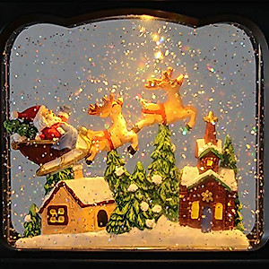 Eldnacele Musical Snow Globe Lantern with Timer, Lighted USB/Battery Operated Swirling Singing Water Glittering Lantern, Snow Globes Lantern for Adults and Kids Christmas Decoration- Santa