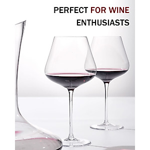 JBHO Polishing Cloth, Wine Glasses Polishing Cloths and Hand Blown Italian Style Crystal Burgundy Wine Glasses