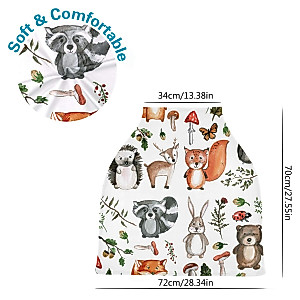 Nursing Cover Breastfeeding Scarf Woodland Animals- Baby Car Seat Covers, Stroller Cover, Carseat Canopy (801a)