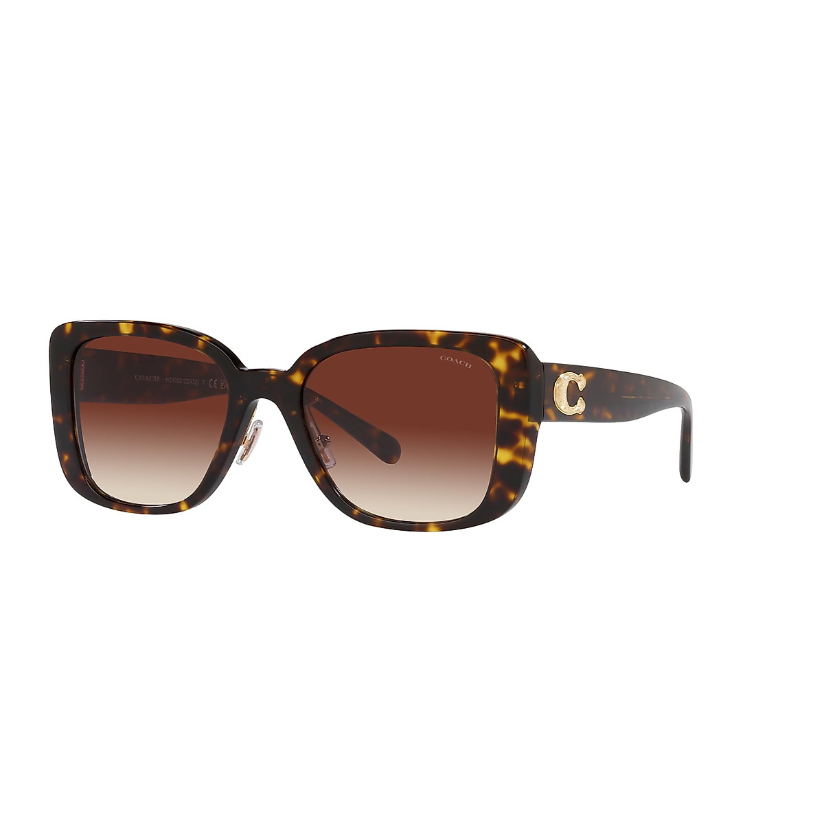 Coach HC8352 Sunglasses, Dark Tortoise/Dark Brown Gradient, 54 mm