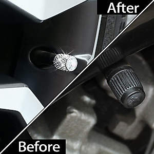 zipelo Bling Valve Stem Caps, 4 Pack Crystal Rhinestone Car Tire Valve Covers, Dustproof Stem Cap for Auto Wheel, Sparkling Tire Air Valves Cover, Universal for Most Vehicles (White)