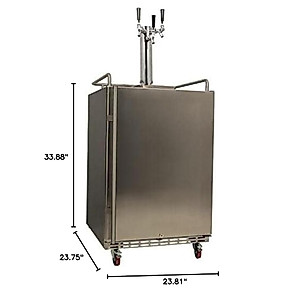 EdgeStar KC7000SSTRIP Full Size Triple Tap Tower Cooled Built-In Kegerator - Black and Stainless Steel