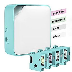 Vixic Label Makers D1600 Label Maker Machine, Portable Bluetooth Label Printer with 4 Colors Tape, Multiple Fonts Icons, Compatible with iOS Android for Home School Office Organization, Rechargeable