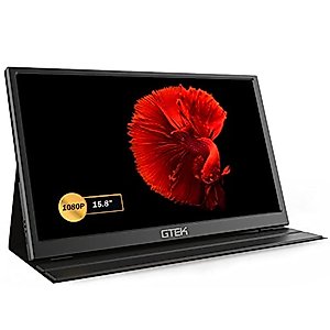 Portable Monitor - GTEK 15.6 Inch IPS Full HD 1920x1080 Screen Speaker, External Dual Computer Display, USB C & Mini HDMI Travel Monitor for MacBook Laptop PC Phone, Includes Smart Cover (Renewed)