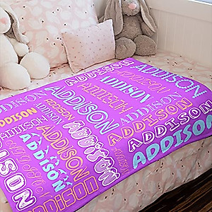 Wliotem Personalized Throw Blanket Personalized Name Blanket Custom Name Blanket Customized Blanket with Name Personalized Blanket for Kid Adult Christmas Valentine 60*80Inch