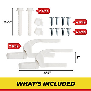 White Plastic Toilet Seat Hinge Replacement with Bolts Screw and Nuts