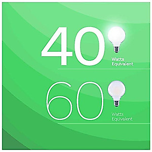 Asencia AN-03679 40 Watt Equivalent G25 Globe Frosted All Glass Vintage Filament Dimmable LED Light Bulb, Soft White, 6-Pack, 6 Pack