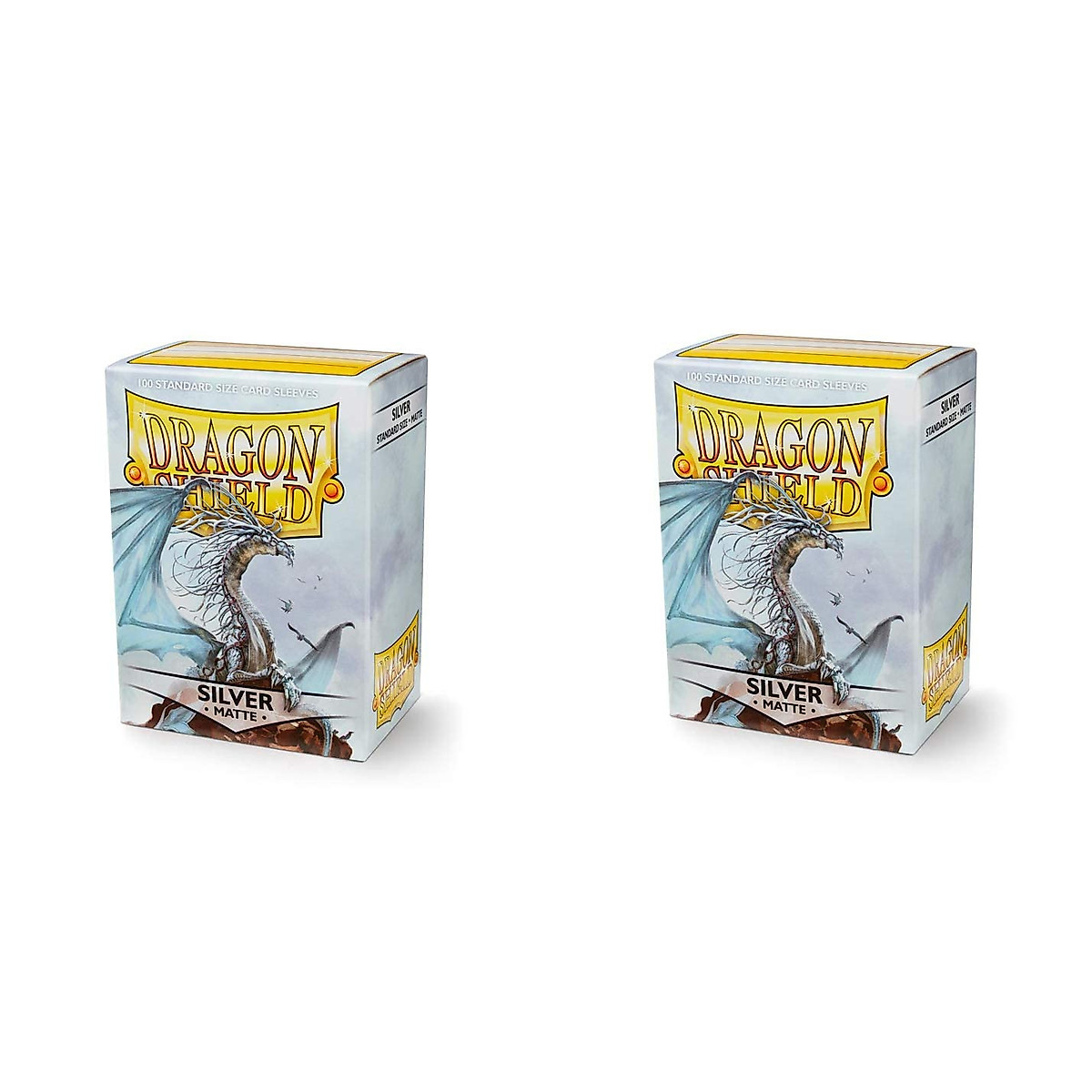 2 Packs Dragon Shield Matte Silver Standard Size 100 ct Card Sleeves Value Bundle! …