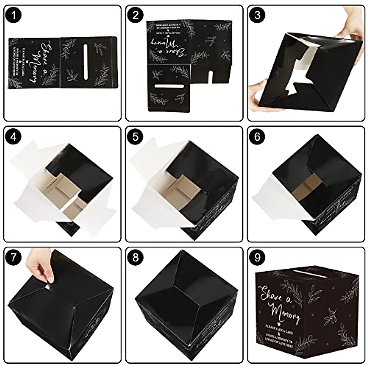 Pajean 50 Pcs Greenery Share a Memory Cards for Collections of Life, Memory Cards Box Guest Card Ideas for Funeral Graduation