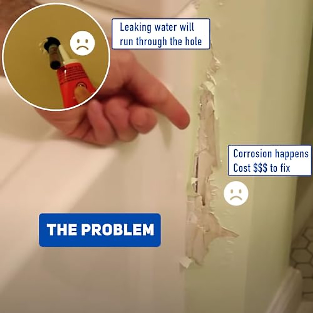 Welvzen 1/2" Copper Pipe Bathtub Spout Back Sealing, Bathroom Finished Wall Protection from Water Leakage, Bath Wall Leaking Prevention Disc Seal (1-Pack)