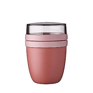 Mepal Overnight Oats jar - Practical Yoghurt Cup & Muesli Cup - Separate Compartments for Yoghurt & Muesli - Suitable for Freezer, Microwave & Dishwasher - 500 ml + 200 ml - Vivid Mauve