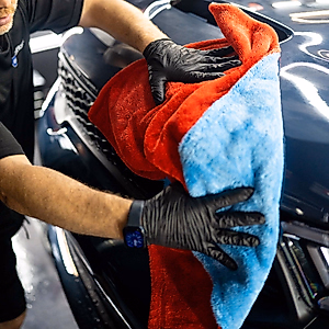 [Dreadnought Max] Triple Layer Microfiber Car Drying Towel | Twist Pile | 1400GSM | 1 Pack (20"x40", Red/Black)