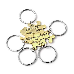 Top Plaza 5 Pcs BFF Best Friend Keychain Friendship Family Keychains Matching Puzzle Keyring Set -“Always together never apart Maybe in distance but never at heart”