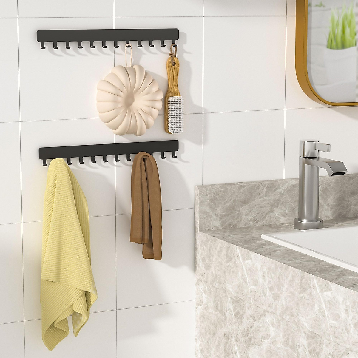 Josmimic Necklace Holder Hanging Jewelry Organizer - Jewelry Organizer for Necklace, Self-Adhesive Necklace Organizer, Wall Jewelry Organizer,2 PCS, Black