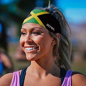 Suddora Country Flag Headbands, Wide Headbands with Jamaica National Flag, Tapered Style Boho Headbands for National Sports Events, Non-Slip Fabric Sweatband for Soccer, Tennis, Workout, Costume