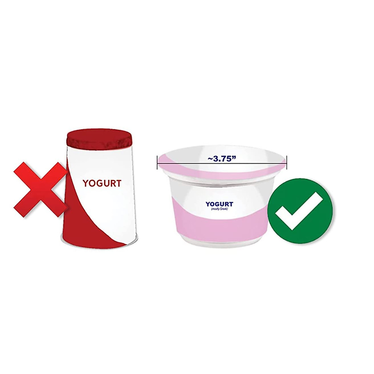 Yogurt Fridge Organizer - Holds up to 4 Wide-Mouth Vegan and Greek Yogurt Cups Each - Peel and Stick Slider Shelf for Small Refrigerator Spaces