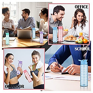 Rtteri 16 Pcs 24 oz Water Bottles Leakproof Water Bottle Clear Water Bottles for Summer Women Men Sports Travel Outdoor Gym Gift(Elegant Color)