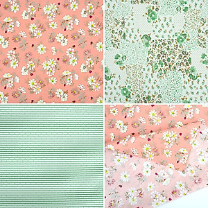 Mililanyo 7 Pieces Cotton Fabric 18 x 22 Inches Precut Patchwork Fabric Set Fat Quarter Bundles for Sewing Quilting Crafting (Peony Lily)