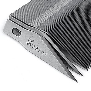 Arteza Hobby Knife Blades, Set of 120, No. 11 Fine-Point Carbon-Steel Art Blades, Craft Supplies for Precision Cutting of Wood, Plastic, Paper, Leather, and Film