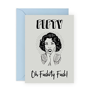 CENTRAL 23 50th Birthday Cards For Women - Retro Vintage Funny - Best Friend Birthday Card Age 50 - For Mom Aunt Sister - Female Birthday Card For Her Fiftieth - Comes With Fun Stickers
