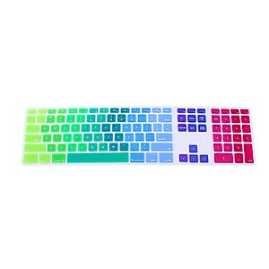 HRH Rainbow Silicone Keyboard Skin Cover for iMac Wired USB Full Size Keyboard with Numeric Keypad A1243(G6 MB110LL/B and MB110LL/A)