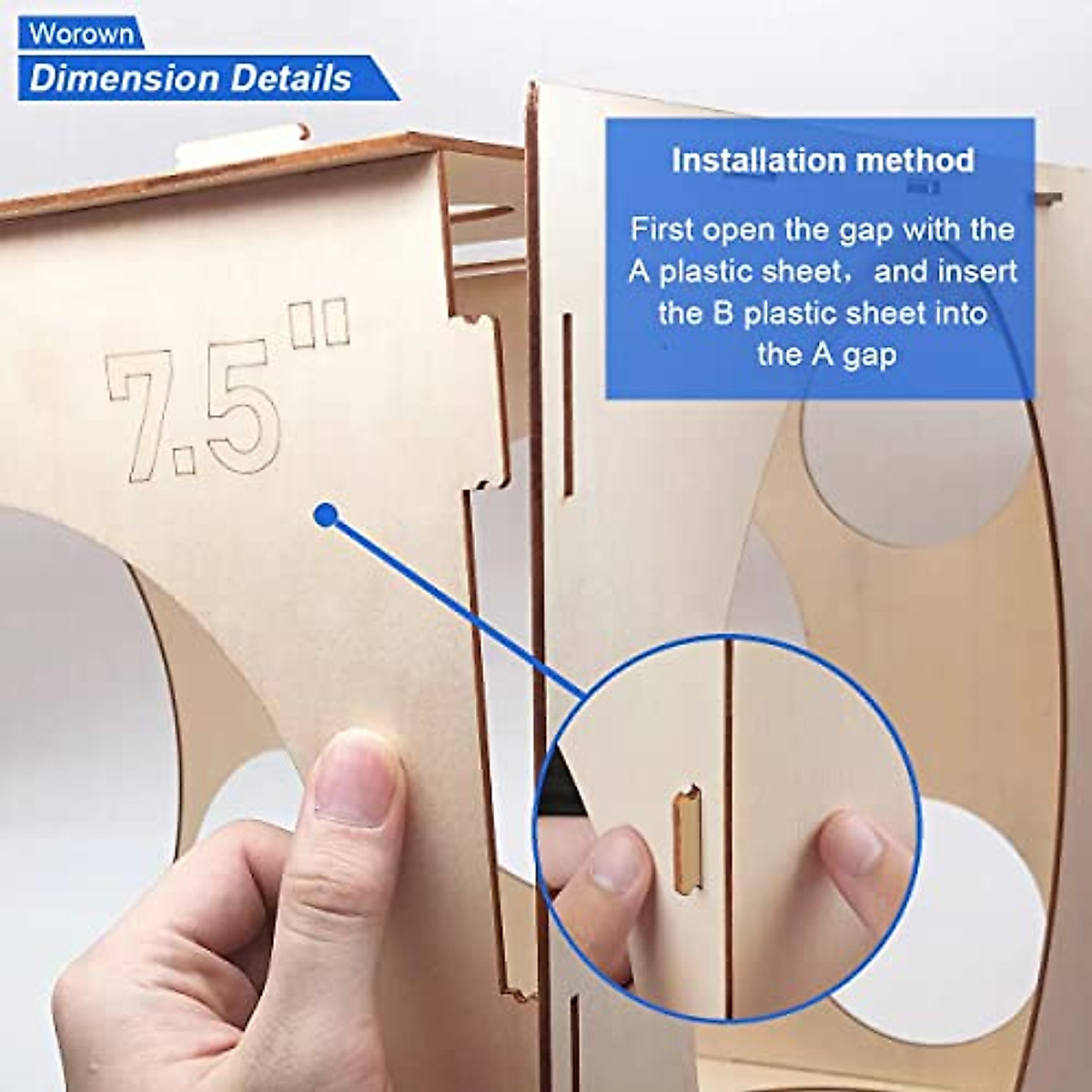 Worown 14 Holes Collapsible Wood Balloon Sizer Box, 1-10 Inch Balloon Sizer Cube, Balloon Size Measurement Tools for Balloon Arches, Balloon Columns, Balloon Decorations
