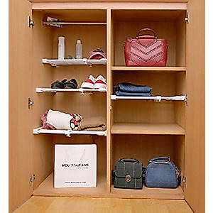 Haotfire Adjustable Scalable layered separator wardrobe kitchen bathroom storage rack clothing racks toy storage rack (XL, White)