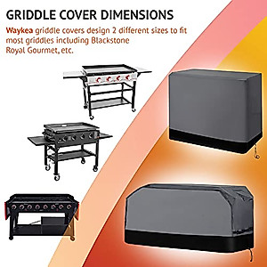Waykea Heavy Duty Griddle Grill Cover for Blackstone 36 Inch, Royal Gourmet | Thick 600D Oxford Waterproof UV & Fade Resistant Griddle Station Cover (68”W x 28”D x 35”H, Gray/Black)
