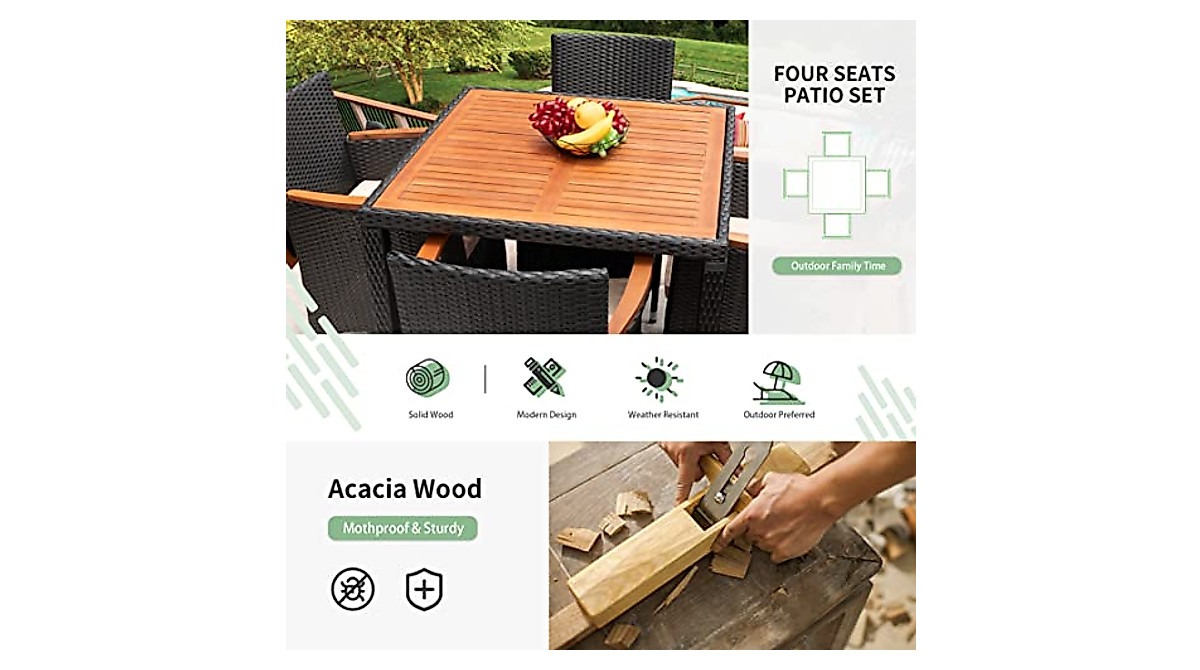 Flamaker 5 Piece Patio Dining Set - Durable Outdoor Garden Furniture