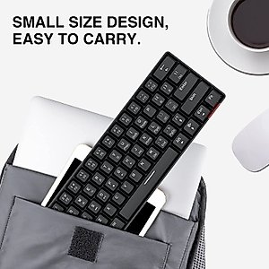 Havit 60 percent Mechanical Keyboard Mouse Combo, Wired 61 Keys Gaming LED Backlit Compact with Red Switches & 4800 DPI Programmable for Windows PC Laptop Gamers, Black (Renewed)