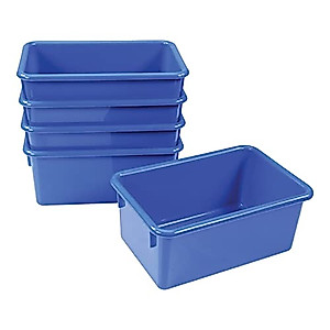 Kaplan Early Learning Vibrant Colored Storage Bin - Set of 5 - 5.25" x 12.25" x 8" - Blue