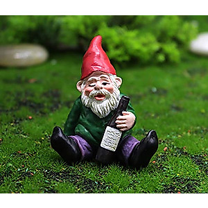 LINZHEN 4PCS Drunk Dwarf Garden Gnomes Knomes Decorations Decor Clearance Drunken Figurines for Outdoor Indoor Patio Yard Lawn Porch Ornament Gift