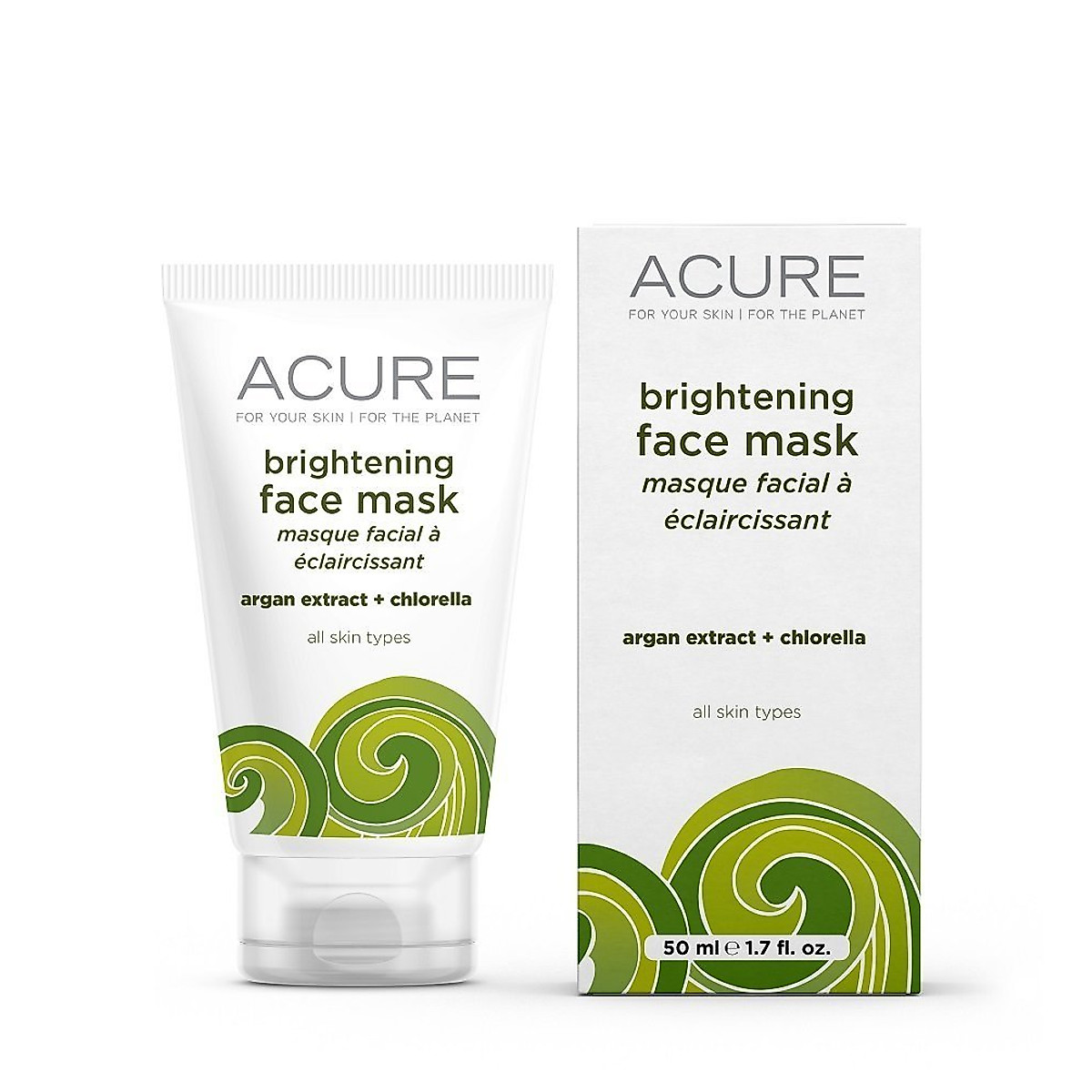ACURE Brightening Face Mask | 100% Vegan | For A Brighter Appearance | Argan Extract & Chlorella - Detoxes, Conditions & Moisturizes | All Skin Types | 1.7 Fl Oz (Pack of 1)
