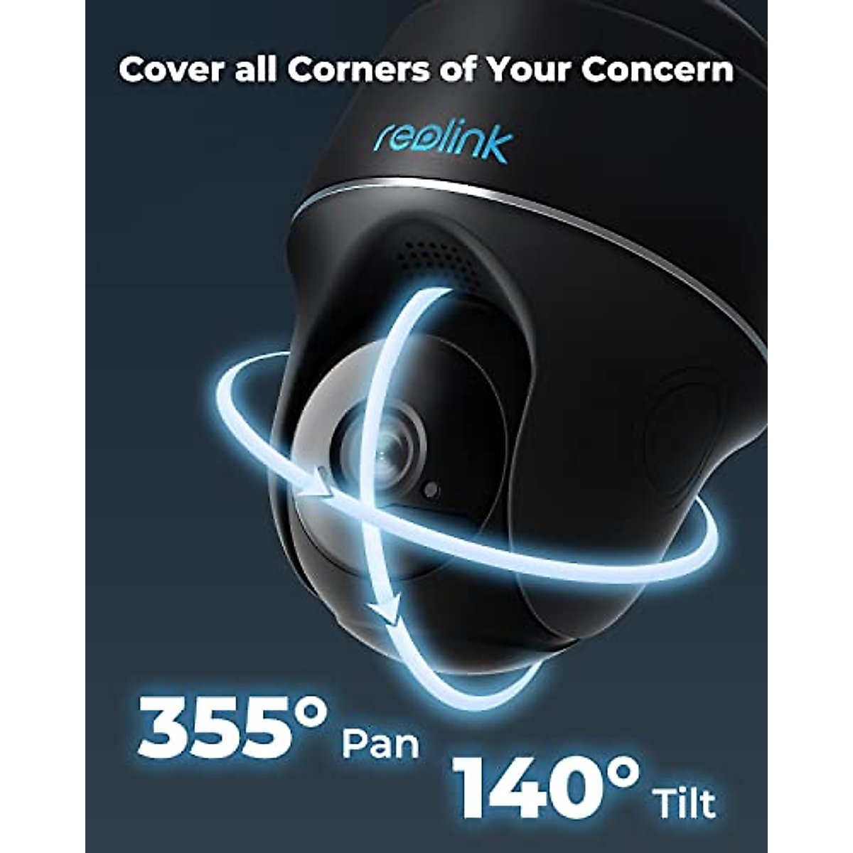 REOLINK 2K Security Camera Outdoor, Pan Tilt Battery Powered with 2.4/5GHz Dual-Band WiFi, 4MP Night Vision, Smart Detection, PIR Sensor, 2-Way Talk, Time Lapse, No Hub Needed, Argus PT (Black)