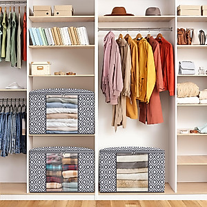 StorageTastic Direct 100L Storage Containers, Large Clothes Storage Bins Foldable Organization and Storage Bags with Reinforced Handle, Clear Window for Bedding, Blankets, Clothing, 3 Pack, Grey