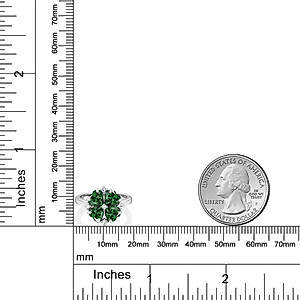 Gem Stone King 925 Sterling Silver Green Nano Emerald Ring For Women (1.48 Cttw, Heart Shape 5MM, Gemstone May Birthstone, Size 5)