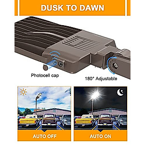 320W LED Parking Lot Light, UL listed 44800Lm 5000K IP65 Commercial Street Lights Outdoor Area lighting with Dusk to Dawn Photocell 100-277V Shoebox Lights for Roadway, Sports Fields (Slip fitter)