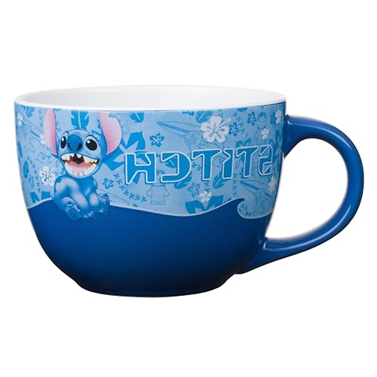 Silver Buffalo Lilo and Stitch Wavy Style Ceramic Soup Mug, 24-Ounces