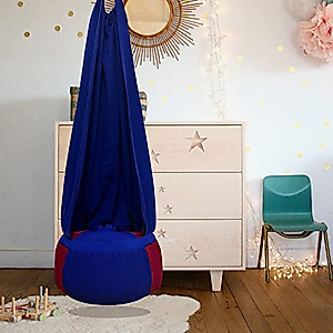 DEARCOOL 4 in 1 Kids Pod Swing Seat, Child Hammock Chair with Inflatable Cushion, 100% Cotton, for Indoor and Outdoor use, with Adjustable Belt, All Accessories Included