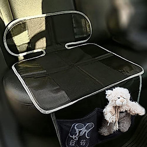 Big Ant Car Seat Protector Nonslip with Mesh Organizer for Infant Baby Cars Seats Waterproof Dog Mat Cover Pad Protects Automotive Vehicle Leather or Cloth Upholstery(Gray)