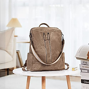 Telena Leather Backpack Purse for Women Convertible Fashion Travel Backpack Purse Ladies Shoulder Bag Camel Brown