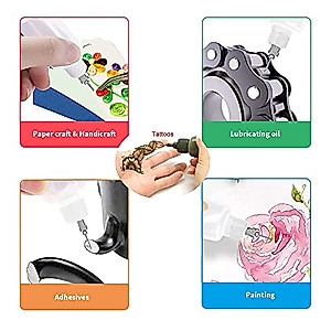 Pack of 8pcs 1 Oz.Jagua Henna Temporary Tattoo Bottle Kit, Multi Purpose Precision Applicator with 16 Blunt Tips for Body Art Paint DIY Project