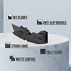 Lichamp 6-Pack Folding Utility Knife Box Cutter, Quick Change Razor Knife Utility Pocket Construction Blade Knife, (Black, C6BK)